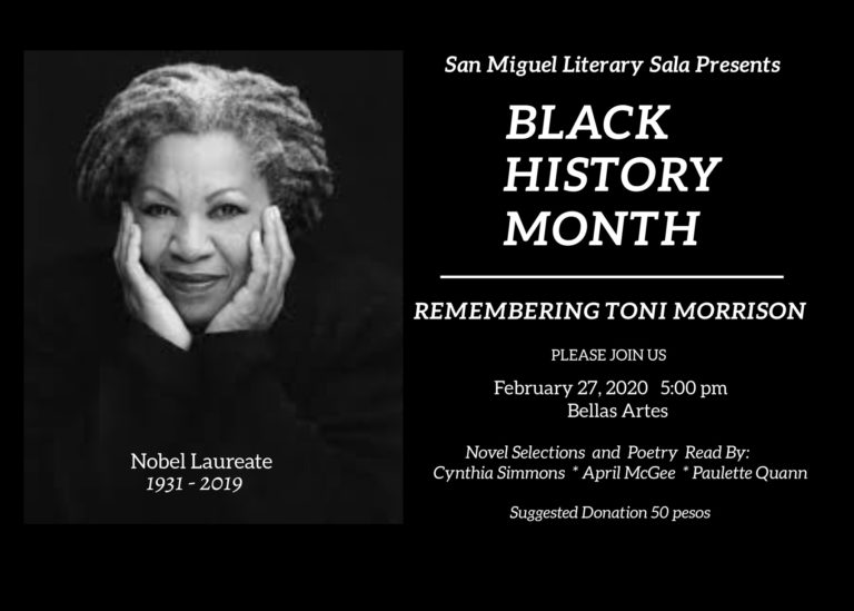 February 27, 2020 | Remembering Toni Morrison – San Miguel Literary Sala